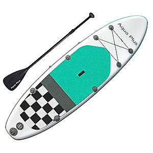 Aqua Plus 6inches Thick Inflatable SUP for All Skill Levels Stand Up Paddle Board,Paddle,Double Action Pump,ISUP Travel Backpack, Leash,Shoulder Strap,Youth,Adult Inflatable Paddle Board