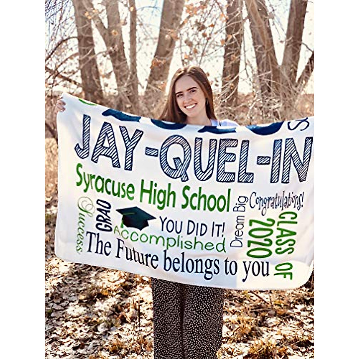 Personalized Custom Graduation Throw Blanket for Adults and Teens. Soft and Vibrant Colors. (GradBlanket)
