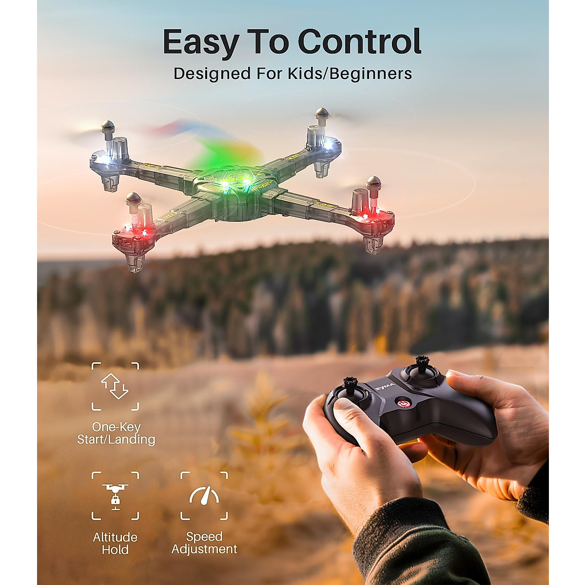 Drones for Kids, SYMA X440 RC Helicopter Drone with Detachable Arms with 7-Color Light Switching, 16 Stunts, 2 Batteries and Altitude Hold, Remote Control Toys for Boys Girls