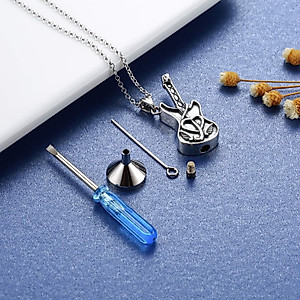 925 Sterling Silver Guitar Cremation Jewelry for Ash - Guitar Locket Urn Necklace Musical Memorial Pendant Bereavement Keepsake Gift for Loss of Guitarist or Music Lover (guitar Urn holds ashes)