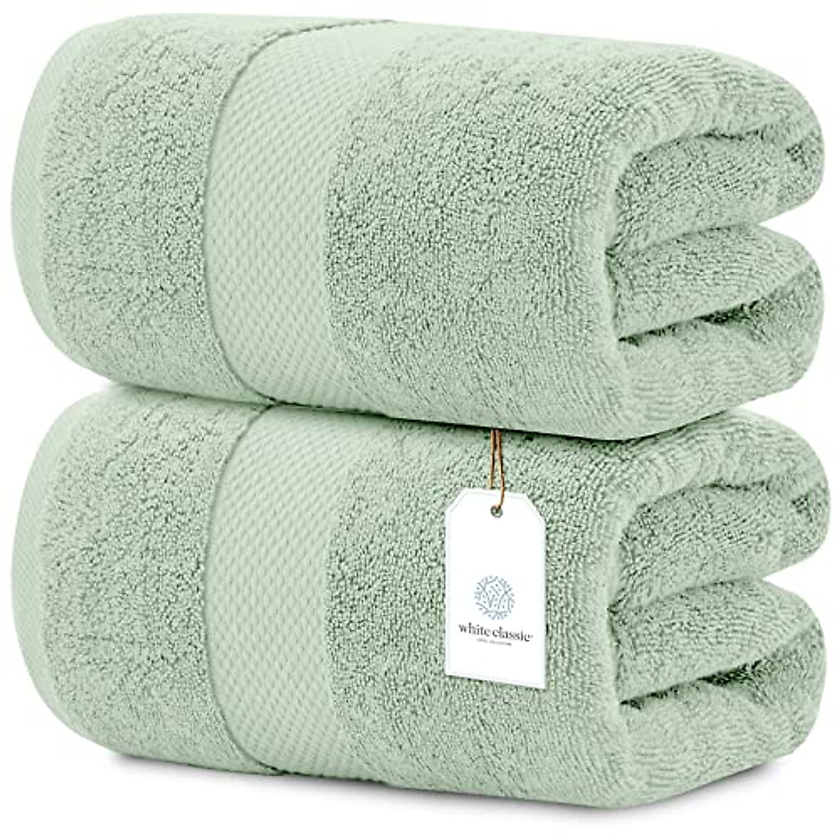 White Classic Luxury Bath Sheet | 2 Pack Luxury Bath Mat | 2 Pack Bundle (Green)
