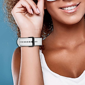 PU Leather Bands Compatible for Samsung Galaxy Watch 4 Band 40mm 44mm,20mm Adjustable Sport Replacement Watch Band Straps for Galaxy Watch 4 Classic Band 42mm 46mm Women Men, White