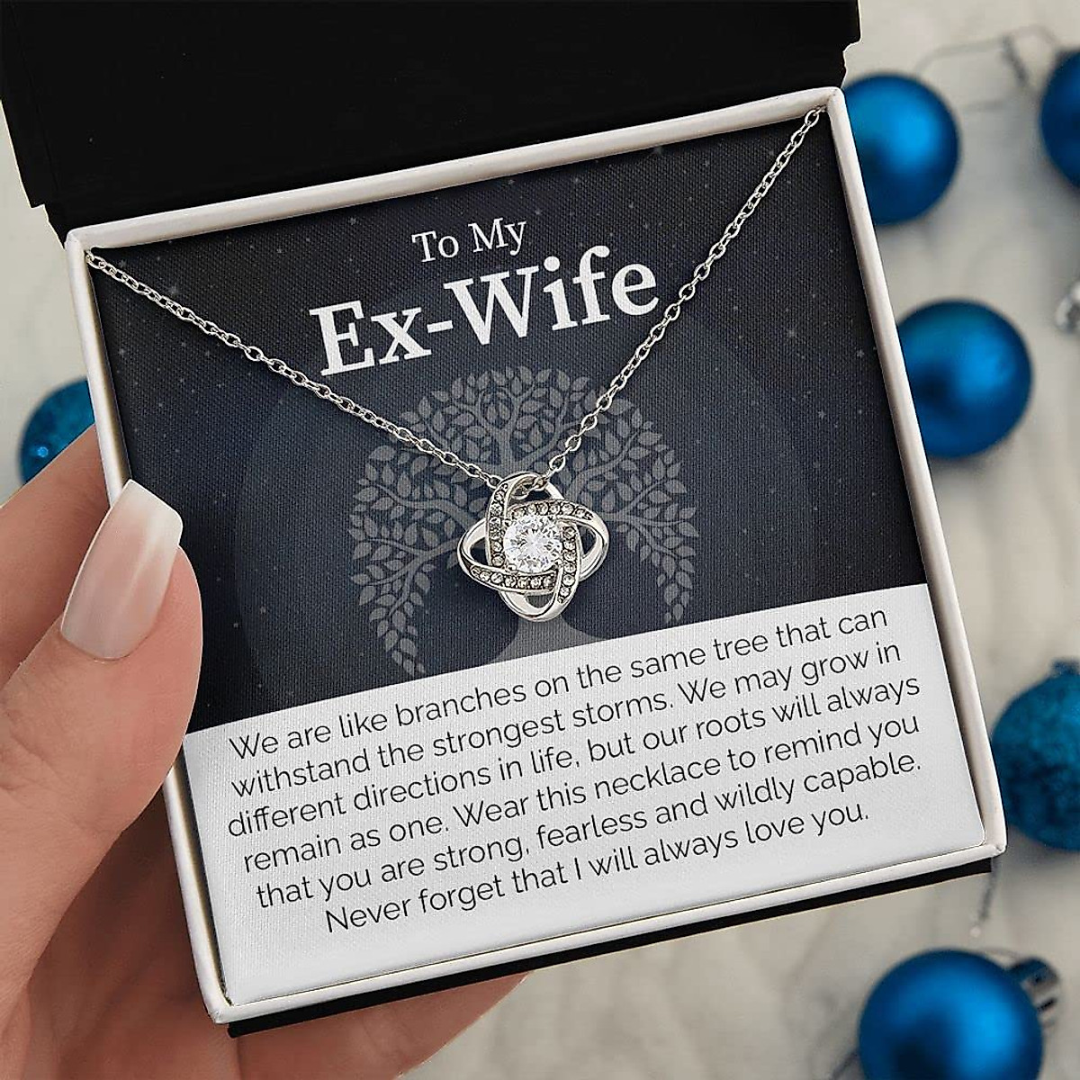 Jewelayer To My Ex-Wife Necklace, Beautiful Best Ex Wife Jewelry Gift On Her Anniversary/Birth Day Or Christmas Day From Ex Husband, Love Knot Necklace Funny Ex-Wife Jewelry Gift, Surprise Gift Idea