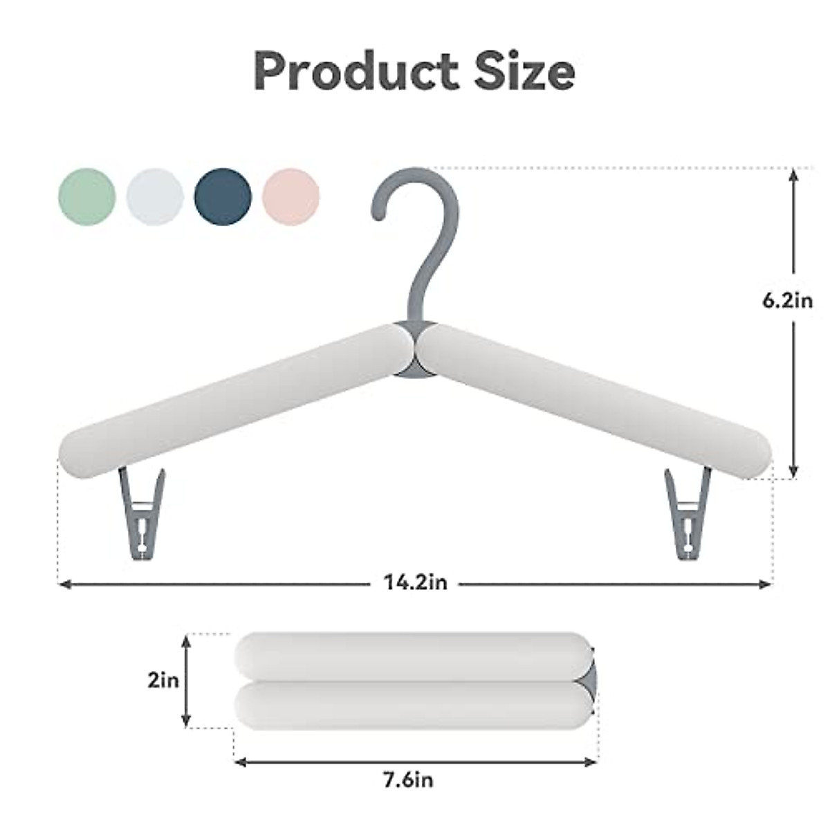 Sazfli 4-Pack Foldable Travel Hangers, Portable Lightweight and Durable Collapsible Hanger with Clips for Clothes and Socks