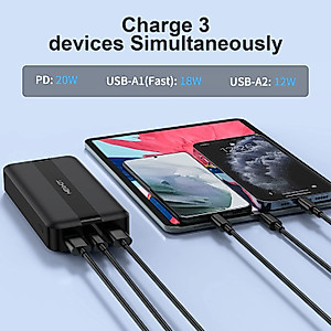 HenHot Portable Charger, PD 20W USB C Power Bank 20000mAh PD3.0 QC4.0 Fast Charging External Battery Pack Portable Phone Charger Compatible with iPhone 14/13/12/11 Pro Max/XS/X/Galaxy/S21/iPad Tablet