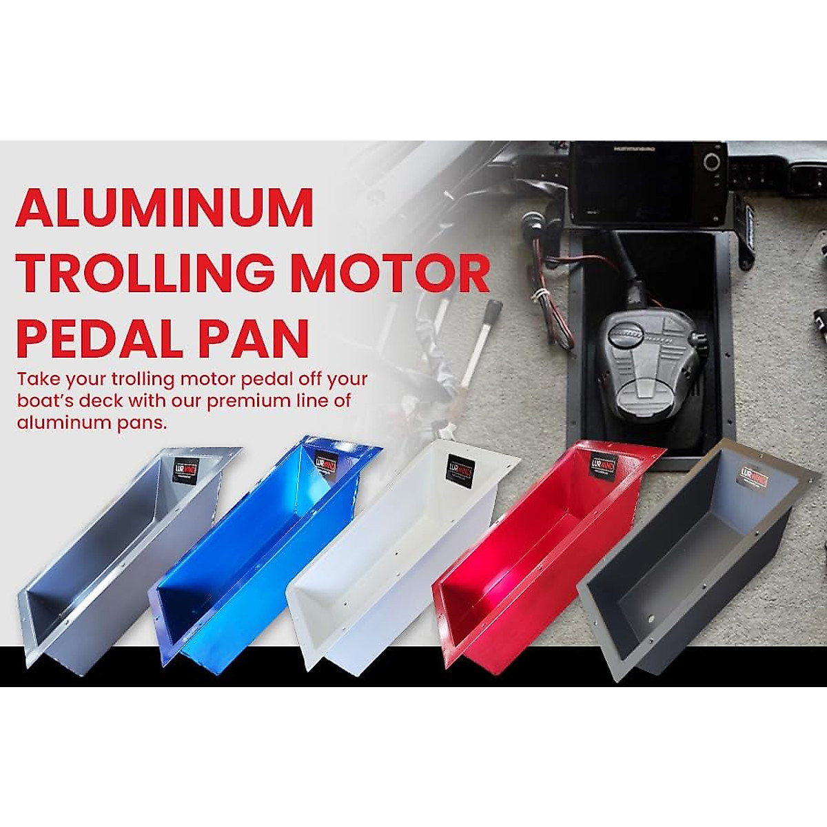 Lurwind Recessed Trolling Motor Foot Pedal Tray - Black Powder-Coated Aluminum, Fits Most Trolling Motor Tray Pedals, Pre-Drilled for Easy Install