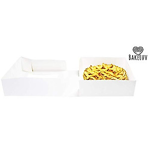 BAKELUV 8x8x2.5” White Bakery Boxes With Window | 12 Pack | Pastry Boxes with Window, Boxes for Strawberries, Dessert Boxes, Bakery Take Out Containers, 8x8 Bakery Boxes 8x8 Pastry Boxes