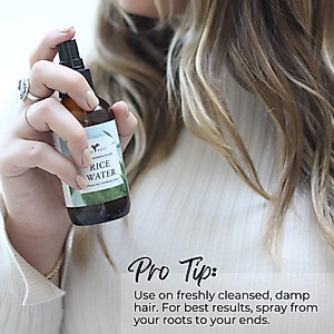 Rice Water For Hair Growth by Baja Basics, Thickness, Strength, Shine - Leave-in Conditioner for Scalp, Dry Split End Moisturizer - Mist Spray for Curly, Straight, Thick, Thin Hair 4oz