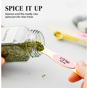 Pink Magnetic Measuring Spoons Set - 8-Piece Dual-Sided Stainless Steel Spoons, Stackable and Spice Jar Friendly – Stylish Pink Kitchen Accessories for Cooking and Baking