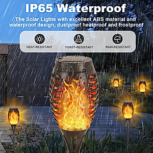 RIDALUX Solar Outdoor Lights Decorative with Flickering Flame: 12Pack Mini Solar Landscape Lights Waterproof - LED Torch Lights for Yard Patio Pathway (Yellow)