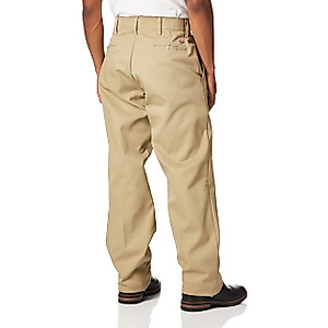 Red Kap Men's Stain Resistant, Flat Front Work Pants, Khaki, 48W x 30L