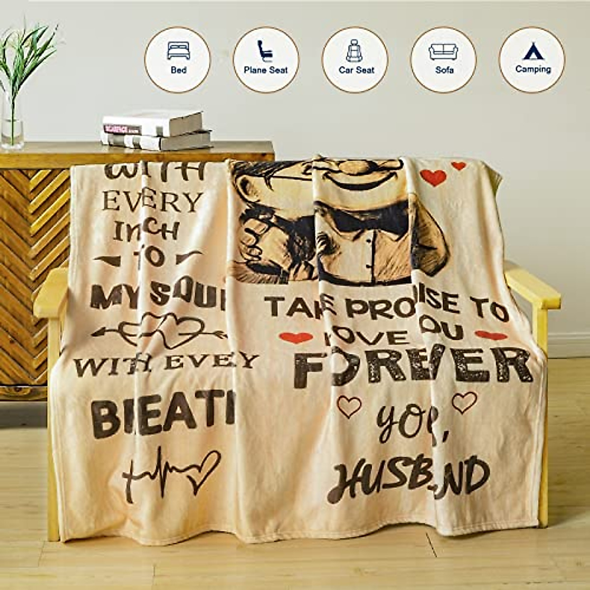 WARMTHLOVE Gifts for Wife Blanket Wife Gifts from Husband Anniversary Christmas Day for Her Soft and Warm Perfect for Bedding 60" x 50"