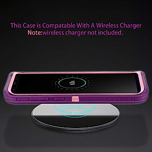 I-HONVA for Galaxy S8 Plus Case Shockproof Dust/Drop Proof 3-Layer Full Body Protection [Without Screen Protector] Rugged Heavy Duty Cover Case for Samsung Galaxy S8 Plus, Purple/Pink