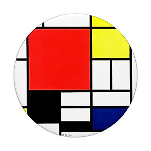 Mondrian Composition with Red, Yellow, Blue, and Black PopSockets Swappable PopGrip