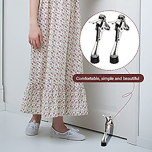 12 Pieces Heavy Duty Door Stoppers 5.35 Inches Kickdown Door Stop Adjustable Kick Down Door Stop Easy Pedal Door Stop with Rubber Tips Commercial Heavy Duty Door Stops for Bottom of Door