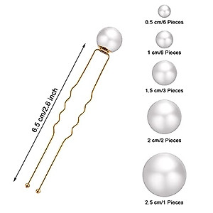 Hicarer 18 Pieces Wedding Pearl Hair Pins Bridal Rhinestone Pearl Hair Clips Hair Accessories U Shaped Bobby Pin Hair Barrette for Bride Bridesmaid Women Hair Style(White-Gold)