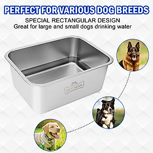 Vumdua Water Bowls for Large Dogs, 3 Gallons Durable Stainless Steel Dog Bowls - Large Capacity Water and Food Bowl for Large, X - Large Breed Dogs Indoor Outdoor, Easy to Clean