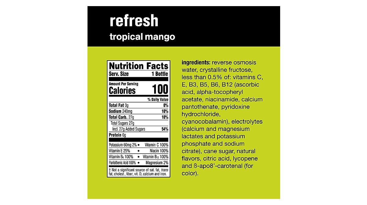 Vitaminwater Refresh Electrolyte Water with Vitamins - Tropical Mango