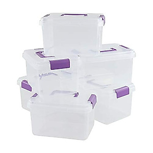 Sandmovie 5.5 Qt Storage Bins with Lids, Clear Plastic Storage Tote, 6-Pack