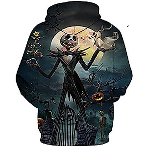 mlsjdger Unisex Nightmare Before Christmas Jack & Sally Novelty Hoodie 3D Print Sweatshirts Hoodie
