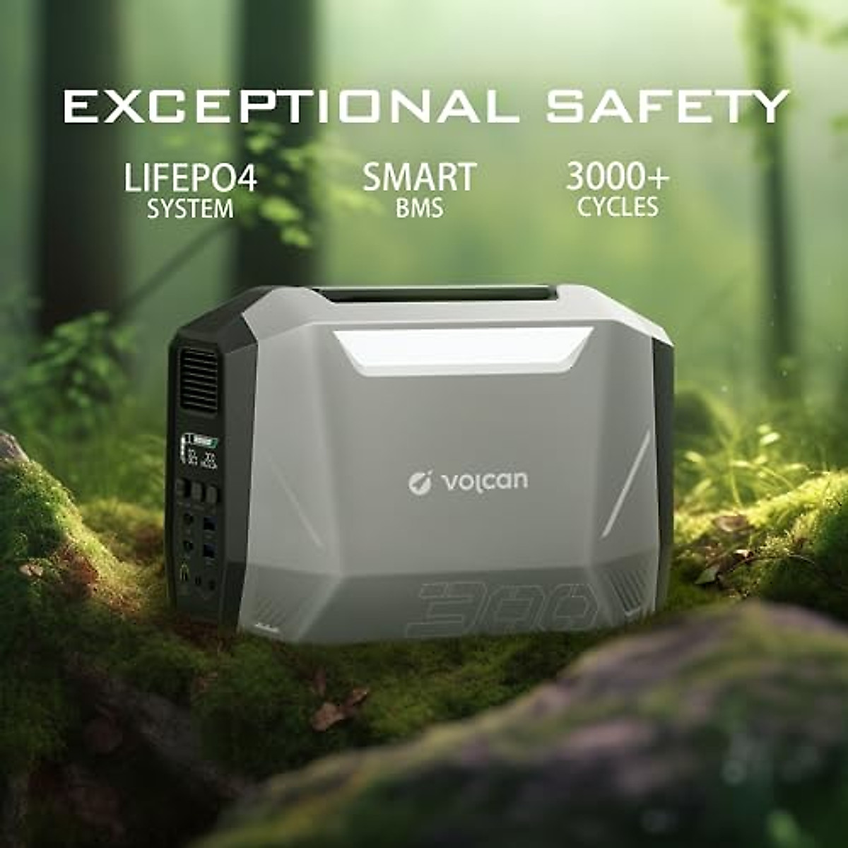 Portable Power Station-299Wh 300W(Peak 600W) Outdoor Generators - ENERGON 300 LiFePO4 Backup Battery, 3000 Cycles, 1.8-Hour Fast Charging - Lightweight Solar Generator - Ideal for Camping/RVs/Home Use