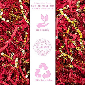 MagicWater Supply Crinkle Cut Paper Shred Filler (1 LB) for Gift Wrapping & Basket Filling - Red & Gold