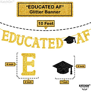 KatchOn, Gold Glitter Graduation Banner - 10 Feet, No DIY | Graduation Banner for Graduation Party Decorations | Graduation Decorations, Congratulations Decorations| Funny Graduation Decorations 2023