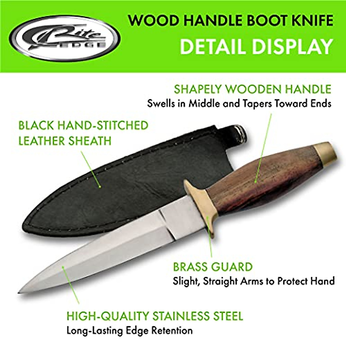 SZCO Supplies Wood Handle Boot Knife