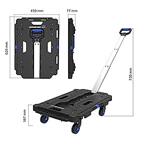 Push Cart Foldable Platform Hand Truck 300lb Weight Capacity with 360 Degree Swivel Wheels Can Splice Together with Handle, Black