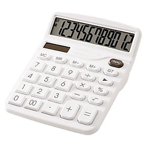 YOUHO Calculator, 12-bit Solar Battery Dual Power Standard Function Electronic Calculator with Large LCD Display Office Calculator White