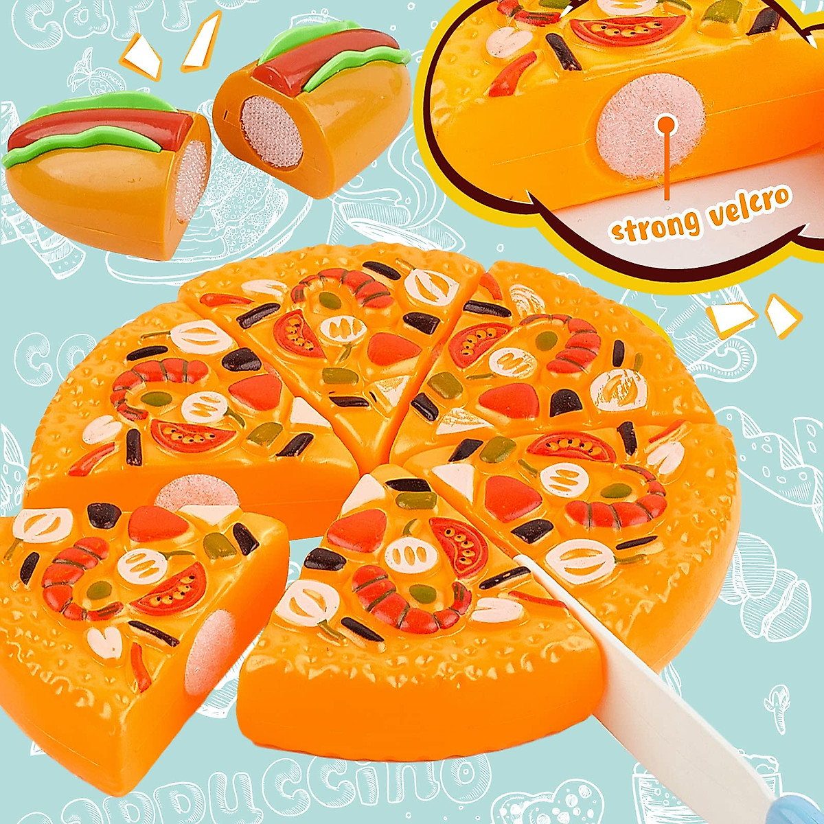 FLMRIOY 77 Pcs Cutting Play Food Toys for Kids Kitchen Accessories Peel & Cut Fruits and Vegetables Pretend Role Play Set with Storage Basket Fake Food Toys for Toddlers Children's Day Gift