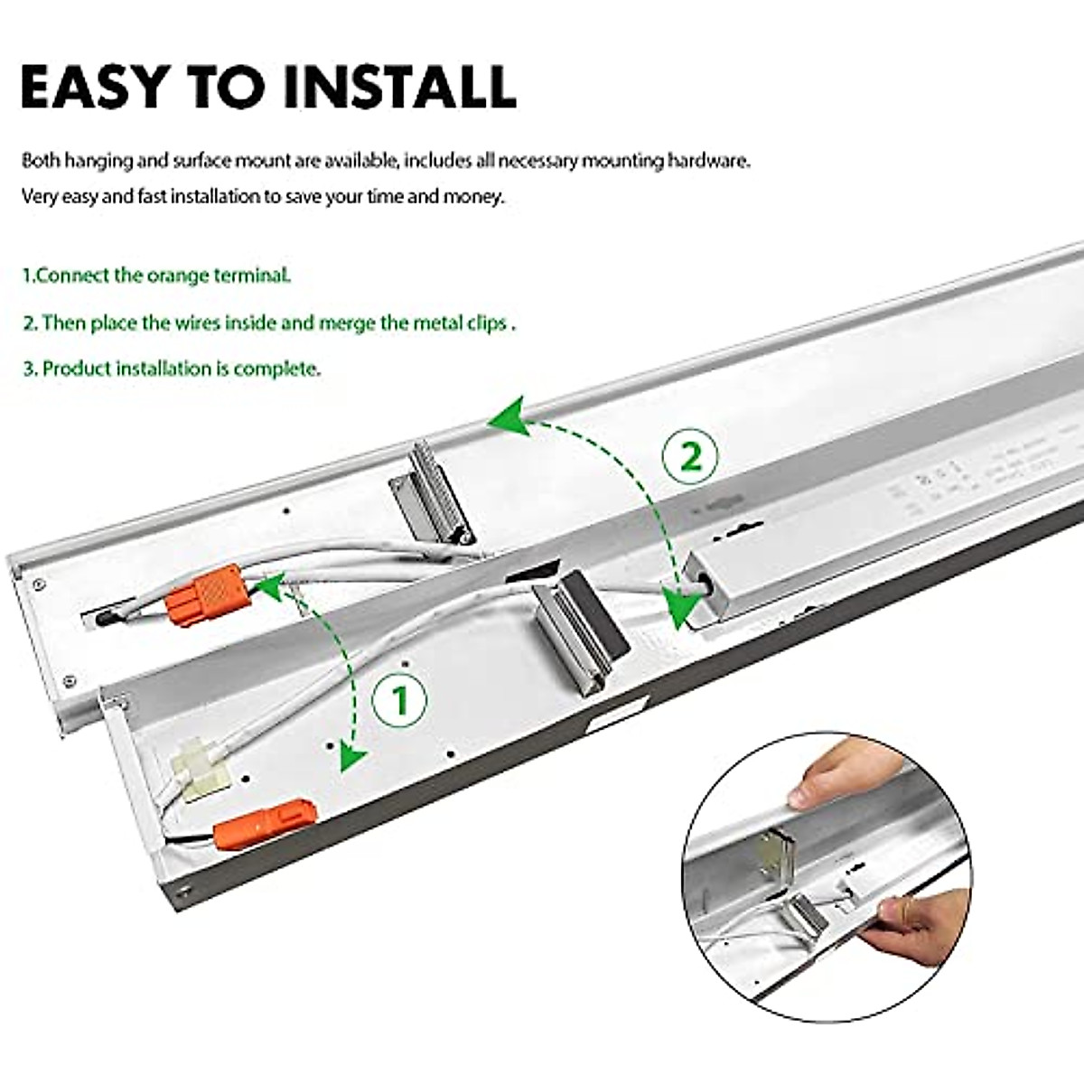 TychoLite 110W LED Shop Lights 8FT Linear Strip Light, 12000LM, 5000K LED Light Fixtures for Garage Warehouse Supermarket, 8 Foot LED Commercial Ceiling Lighting, Fluorescent Replacement, 2 Pack