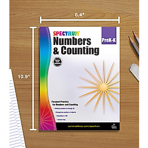 Spectrum Preschool Numbers and Counting Math Workbook, Ages 3 to 6, Preschool Math Numbers and Counting, Practice Writing Numbers 0-20, Comparing Numbers of Objects, and Counting to 100 - 96 Pages