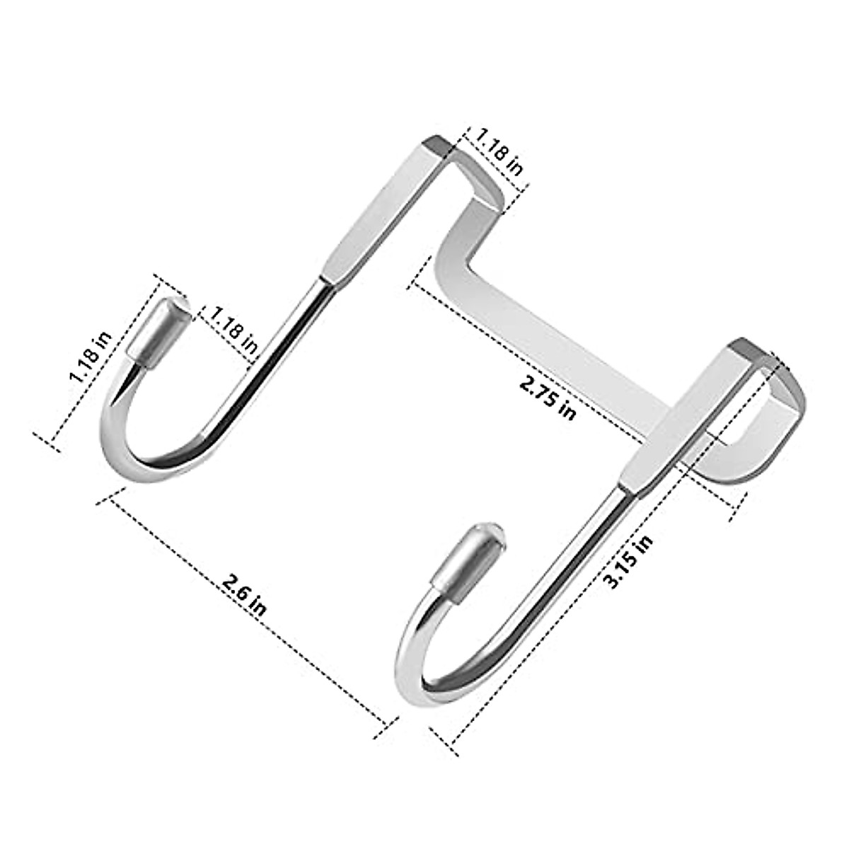 Shower Door Hooks(４-Pack), Over Door Hooks, Towel Hooks for Bathroom Frameless Glass Shower Door, Cabinet Door Hook, Silver