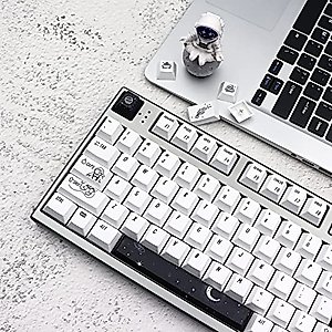 JSJT Space Keycaps 138 Keys White Keycaps Cherry Profile Keycaps PBT Dyed Sublimation Custom Keycaps for Cherry Gateron MX Switch Mechanical Gaming Keyboards