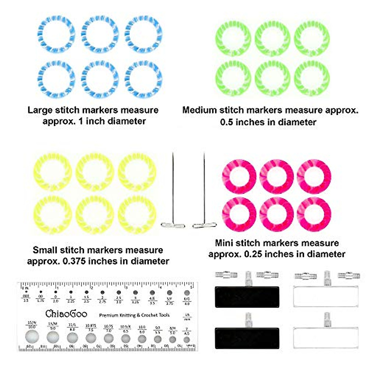 ChiaoGoo Twist Red Lace 5-Inch Complete 7500-C Interchangeable Circular Knitting Needle Set, Sizes US 2, 3, 4, 5, 6, 7, 8, 9, 10, 10.5, 11, 13, 15 with 6 Cords Bundle with 1 Artsiga Crafts Project Bag