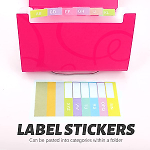 EKIND 7x4.5 Expandable Portable Folder, 13 Pocket Rope Accordion File Organizer, A6 Plastic Wallet for Cards,Coupons,Receipt,Tax Item, Mini Expanding Folders (1Pcs, Rose)