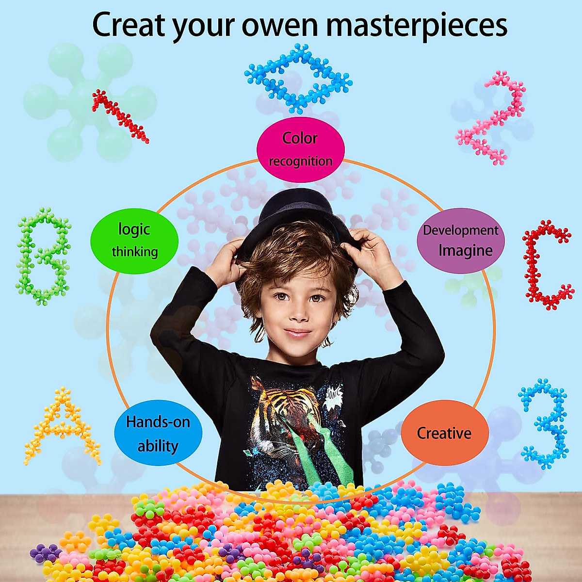 220 Pcs Building Blocks Toys,Interlocking Solid Plastic Building Blocks Set Early STEM Educational Toy for Preschool Kids,Sorting and Stacking Blocks,Promotes Fine Motor Skills & Sensory Development