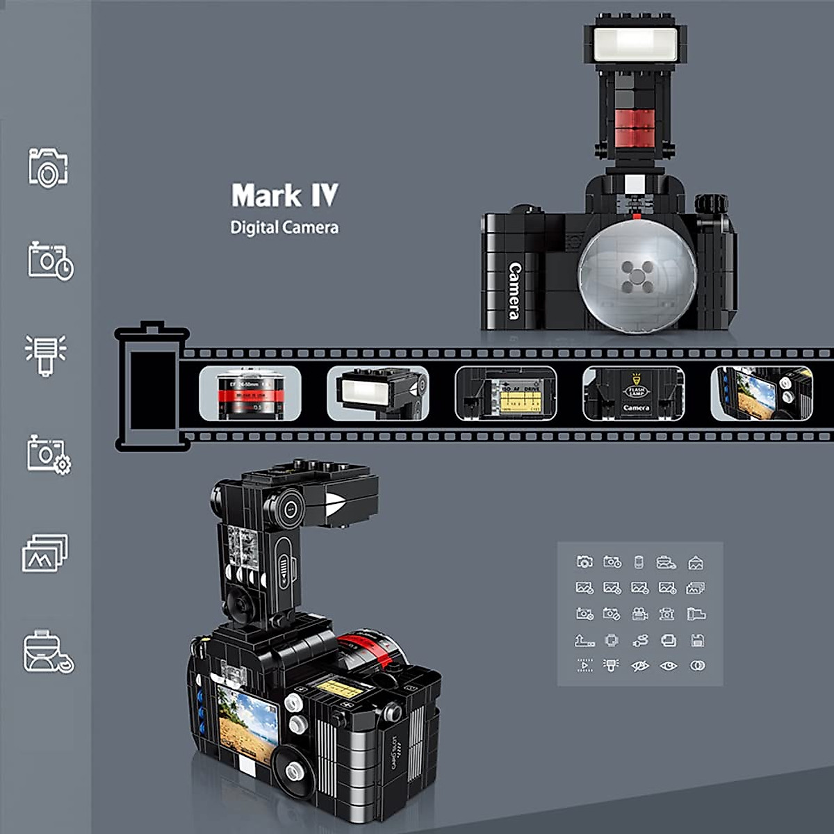 NC Uvini Building Blocks Camera, DIY STEM Toys, Building Construction Brick Set Best Gift for Adult, Teens, Collectible Model Digital Camera to Build 407pcs