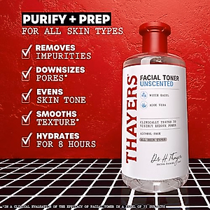 THAYERS Alcohol-Free, Hydrating, Unscented Witch Hazel Facial Toner with Aloe Vera Formula, Vegan, Dermatologist Tested and Recommended, 12 Oz (Packaging May Vary)