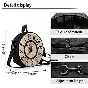 Sannovo Halloween Women's Clock Print Round Clock Purse Women's Shoulder Handbags with Zippered Soft Durable Crossbody Bag for Outdoor, Gift for Mom