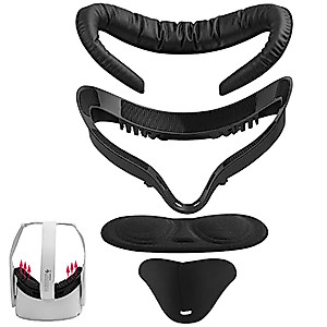 VR Facial Interface and Foam Replacement Set for Oculus Meta Quest 2 | Removable Facial Interface Frame & Foam Face Covers Replacement & Anti-Leakage Nose Pad & Lens Cover