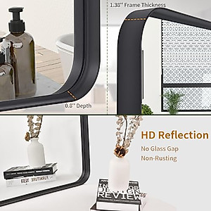 VooBang Full Length Mirror Deep Framed 21x64 Inch Floor Stand, Leaning or Dressing Modern Sleek and Chic Design Ideal for Bedroom, Closet, or Entryway Black