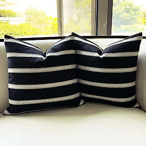 Slow Cow Decorative Stripe Throw Pillow Cover Modern Country Design Cushion Cover Pillow Cover 18 x18 Inches Black Mixed Off White