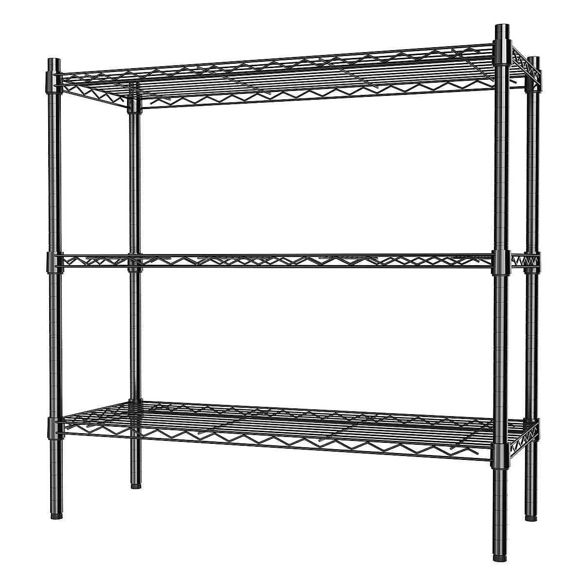 Auslar 3-Shelf Storage Wire Shelves Heavy Duty 3 Tiers Standing Shelving Units Adjustable Metal Organizer Wire Rack, Black