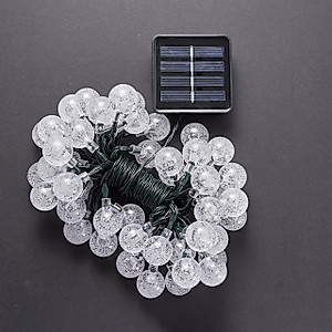 HODLON Solar Lights Outdoor Garden 50 LED 9.5M Waterproof Crystal Ball LED Fairy Lights Outdoor Solar Powered Lights, Decorative Lighting for Home, Garden, Party, Festival Warm White