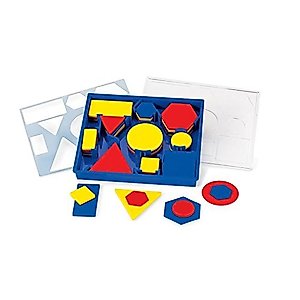 hand2mind Plastic Attribute Blocks Student Kit, Geometry Set, Preschool Learning, Manipulatives for Preschool, Montessori Math, Shapes for Toddlers, Home Schooling Materials Pre-K (Set of 60 Blocks)