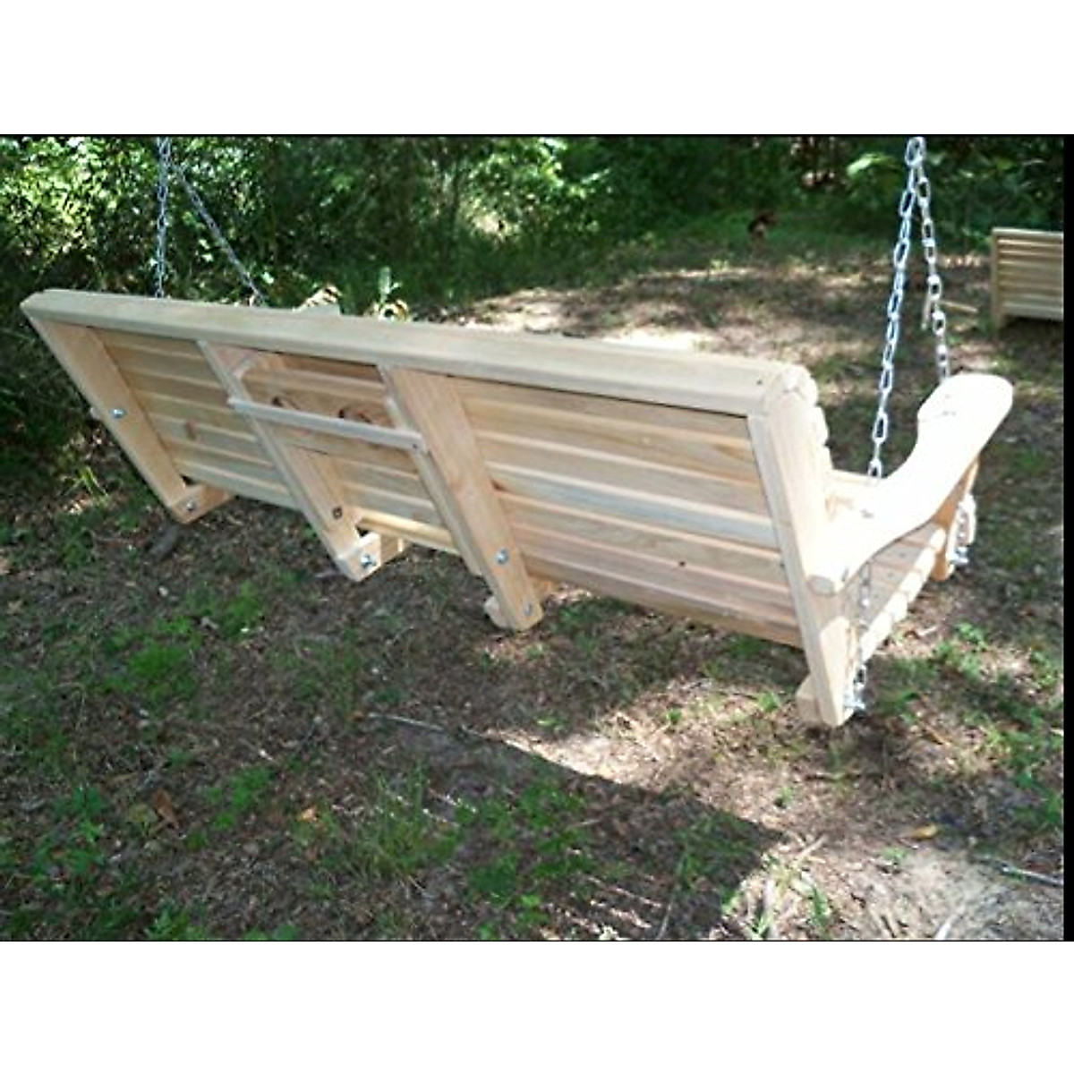 Ecommersify Flip Cup Holder Console Rot-resistant Cypress Eternal Wood Lumber Roll Back Porch Swing, 5-Feet