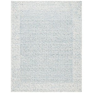 SAFAVIEH Abstract Collection Area Rug - 8' x 10', Blue & Ivory, Handmade Wool, Ideal for High Traffic Areas in Living Room, Bedroom (ABT342N)