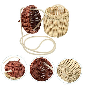 Garneck Woven Bag Costume Photography Prop Satchel Crossbody Decor Summer Outfits for Girls Straw Purses for Women para Straw Toddler Bag Straw Tote Messenger Rattan Child Hanging Basket